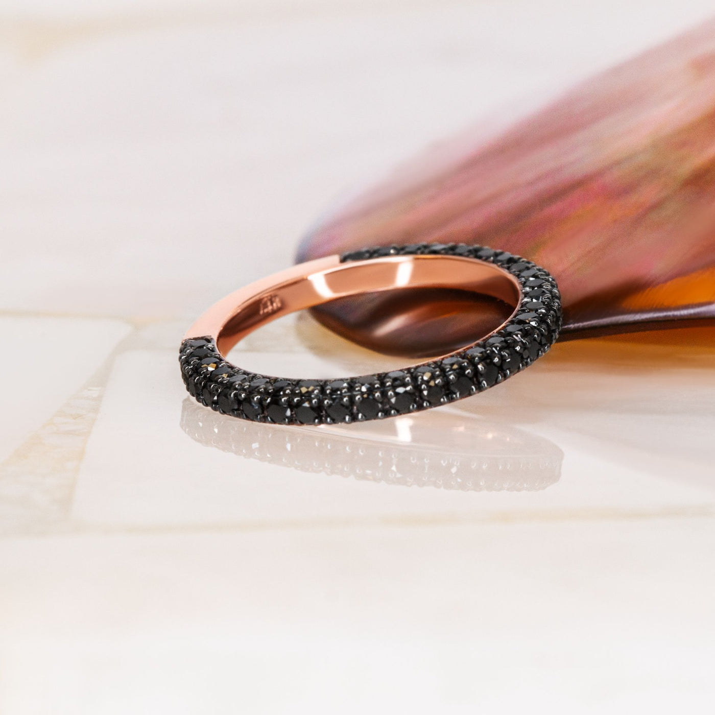 Monoceros Pave Wedding Ring with Round cut Cut Natural Black Diamonds