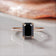 Lunar Cascade - Emerald Cut Black Diamond Engagement Ring