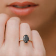 Night Skie Black & White Natural Diamond Oval Cut Engagement Ring